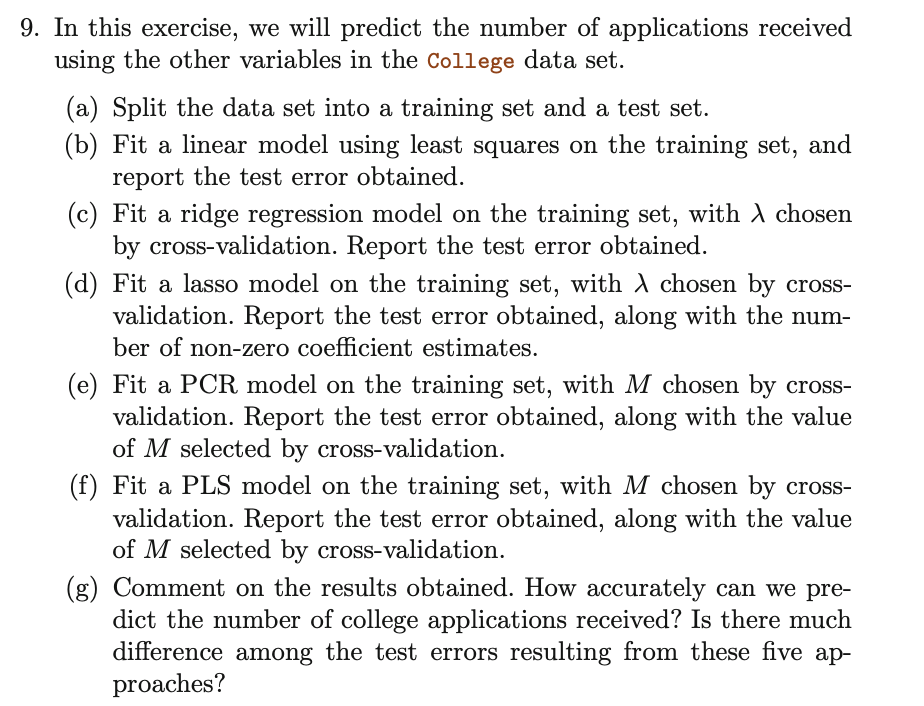 9. In this exercise, we will predict the number of | Chegg.com