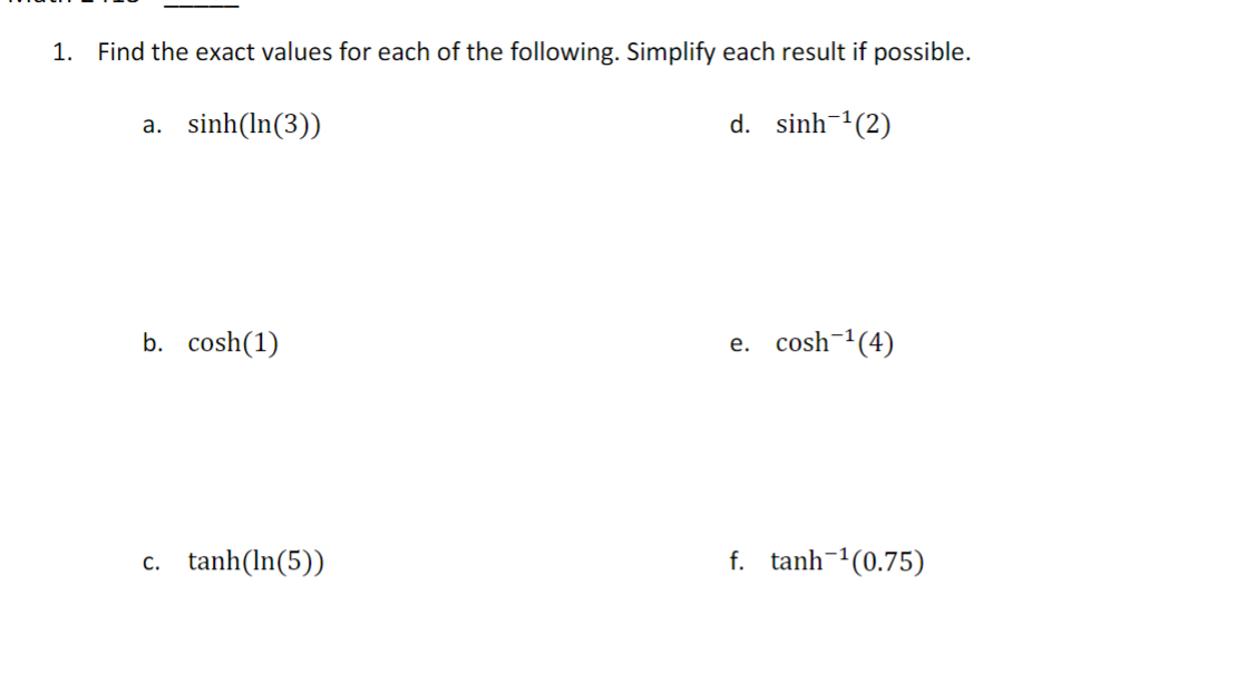 Solved 1. Find the exact values for each of the following. | Chegg.com