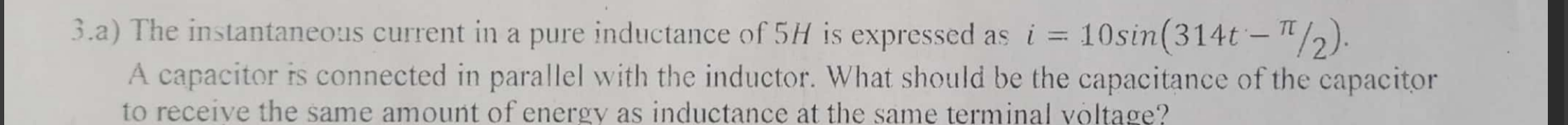 Solved code class="asciimath">i=10sin(314t-(\pi )/(2)). ﻿A | Chegg.com