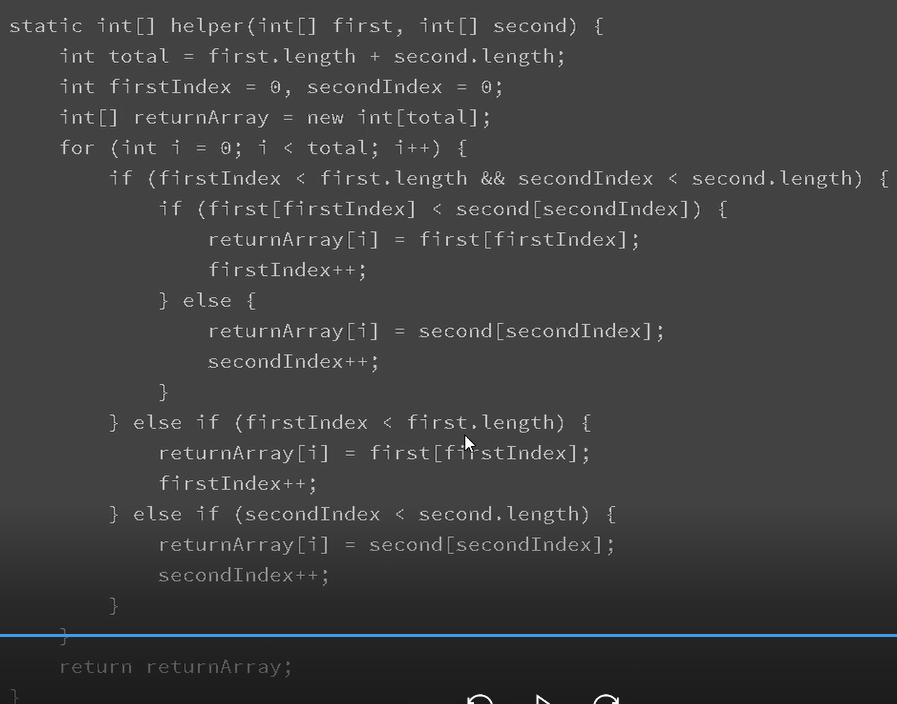 Solved = = static int[] helper(int[] first, int[] second) { | Chegg.com