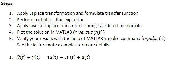 Solved Steps: 1. Apply Laplace transformation and formulate | Chegg.com