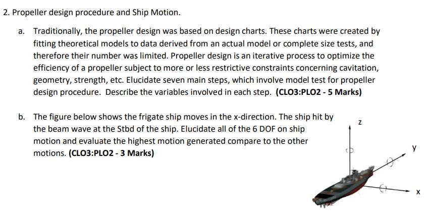 Solved 2. Propeller design procedure and Ship Motion. a. | Chegg.com