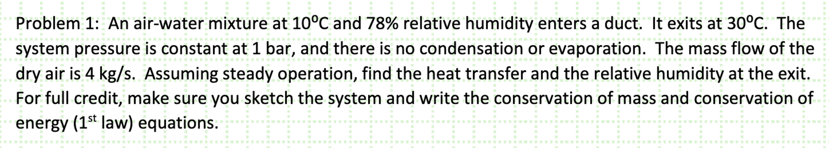 Solved Problem 1: An air-water mixture at 10°C ﻿and 78% | Chegg.com