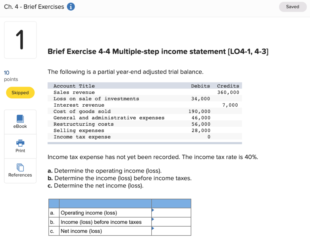 Solved Ch. 4 - Brief Exercises i Saved Brief Exercise 4-4 | Chegg.com
