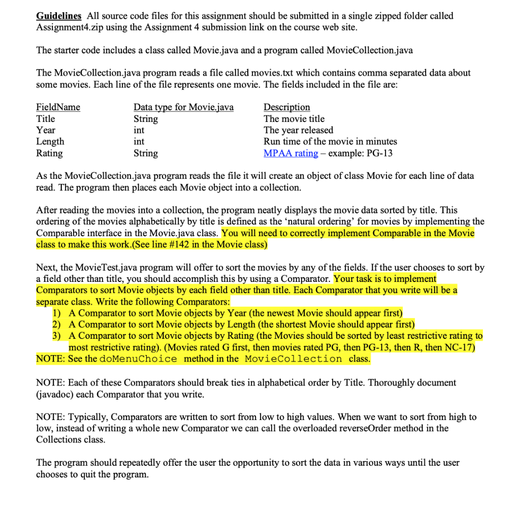 Solved Guidelines All source code files for this assignment | Chegg.com