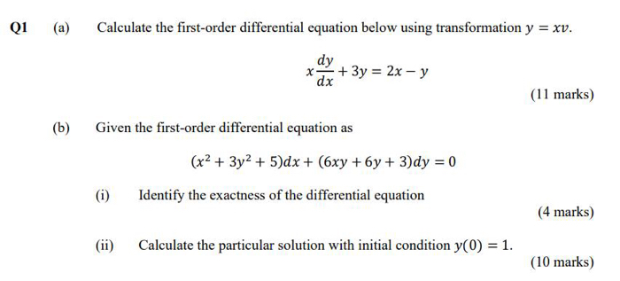 Solved (a) Calculate the first-order differential equation | Chegg.com