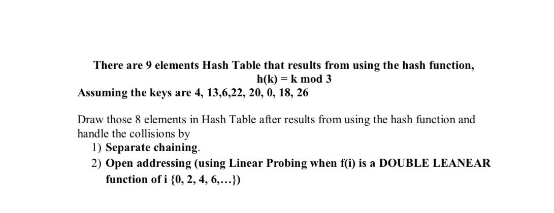 Solved There are 9 elements Hash Table that results from | Chegg.com
