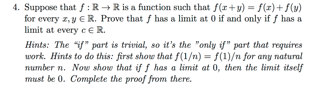 Solved 4. Suppose that f : R → R is a function such that | Chegg.com