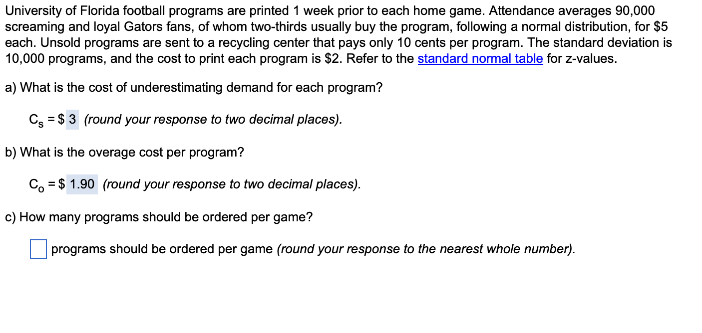 Solved University of Florida football programs are printed 1 | Chegg.com