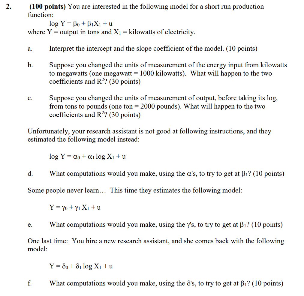Solved (100 points) You are interested in the following | Chegg.com