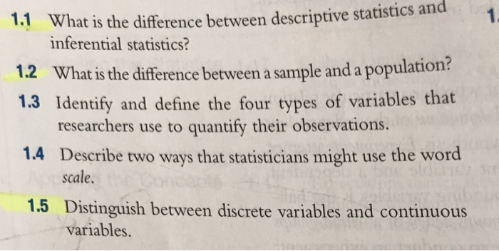 Solved What is the difference between descriptive statistics | Chegg.com