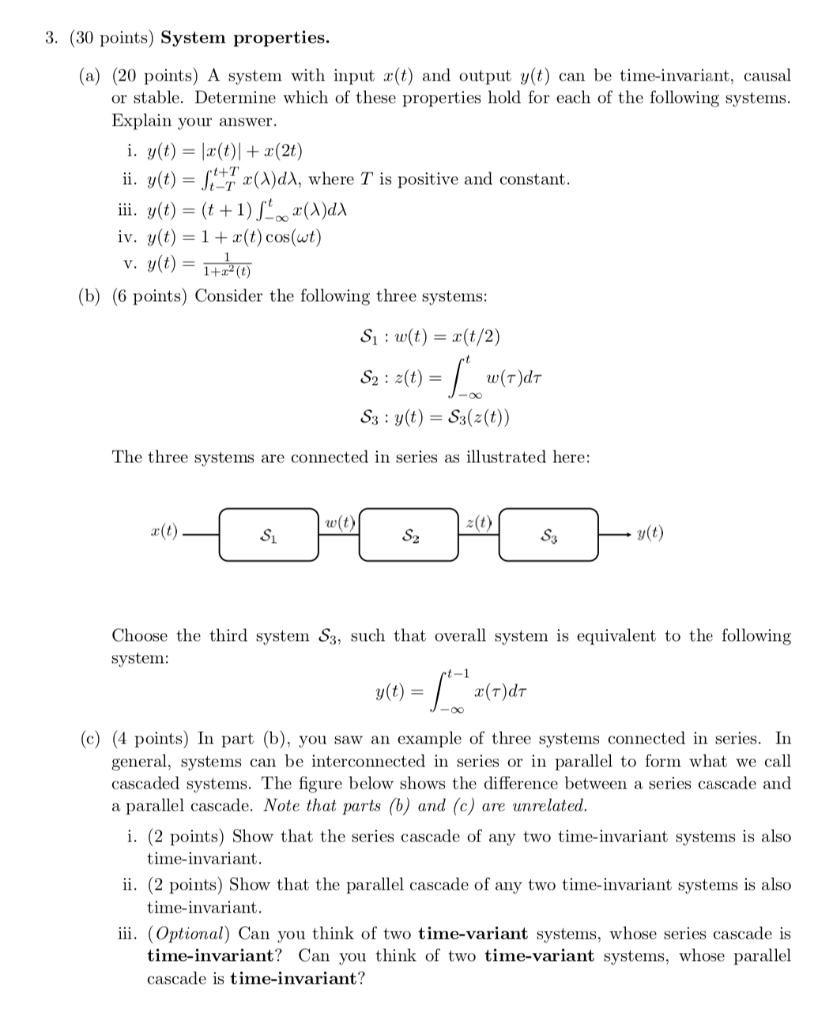 3. (30 points) System properties. (a) (20 points) A | Chegg.com