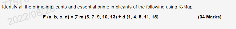 Identify All The Prime Implicants And Essential Prime 