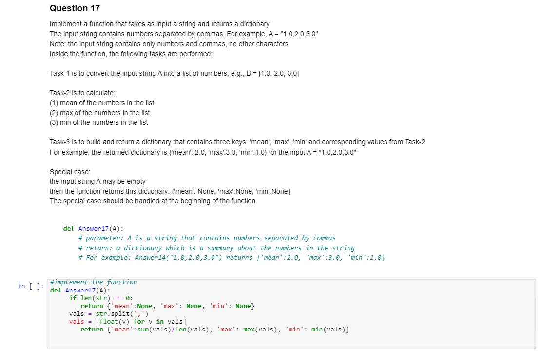 Solved Question 17 Implement a function that takes as input | Chegg.com