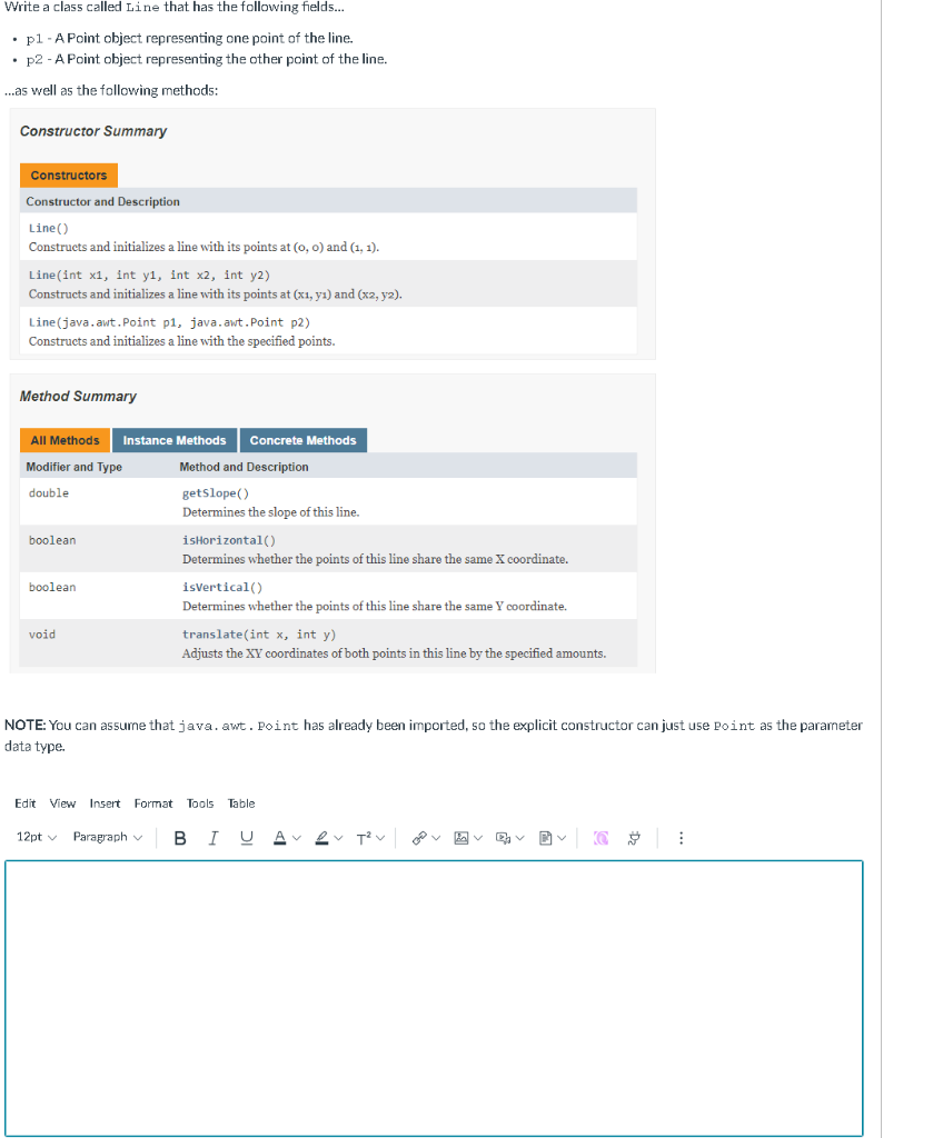 Solved Write a class called Line that has the following | Chegg.com