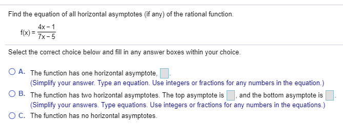 Solved Find the equation of all horizontal asymptotes (if | Chegg.com