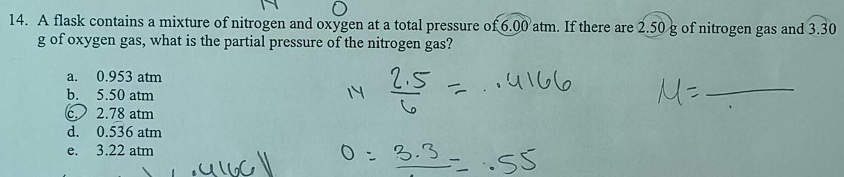Solved 14. A flask contains a mixture of nitrogen and oxygen | Chegg.com