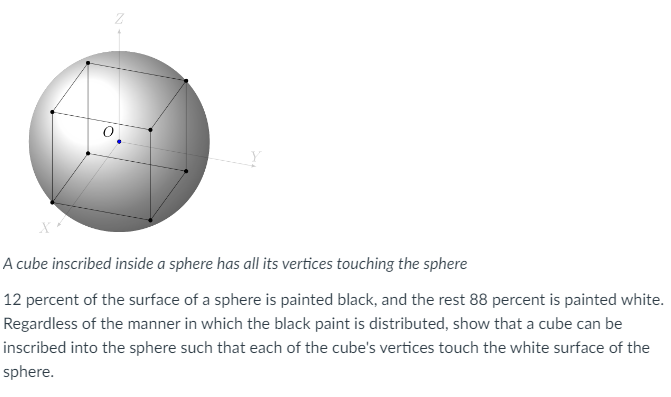 Solved A cube inscribed inside a sphere has all its vertices | Chegg.com