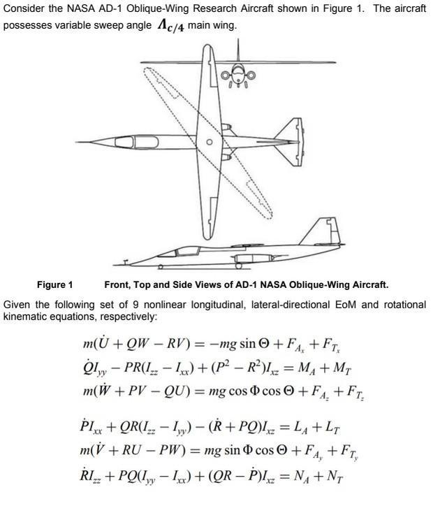 Consider the NASA AD-1 Oblique-Wing Research Aircraft | Chegg.com