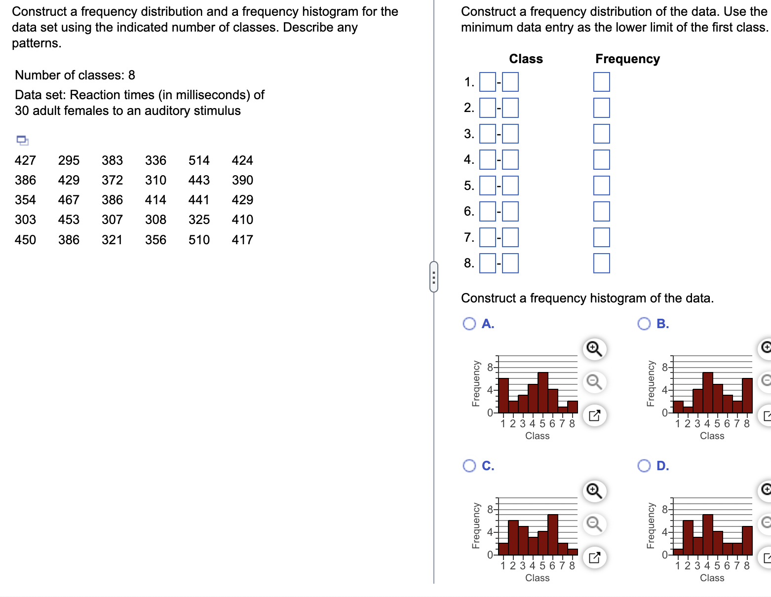 Solved Construct a frequency distribution and a frequency | Chegg.com