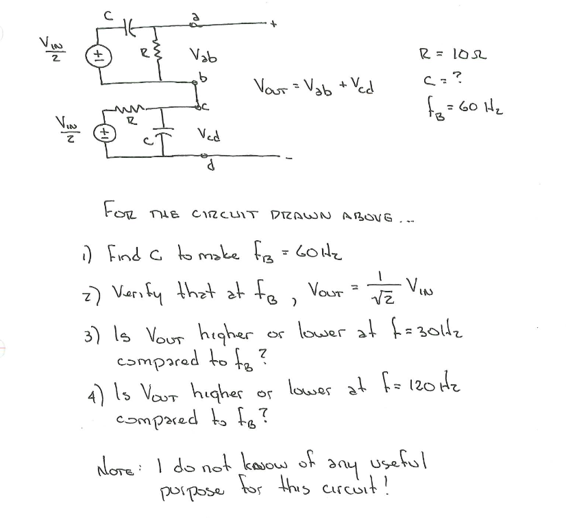 Solved For me circuit drawn abovg... 1) Find \\( C \\) to | Chegg.com