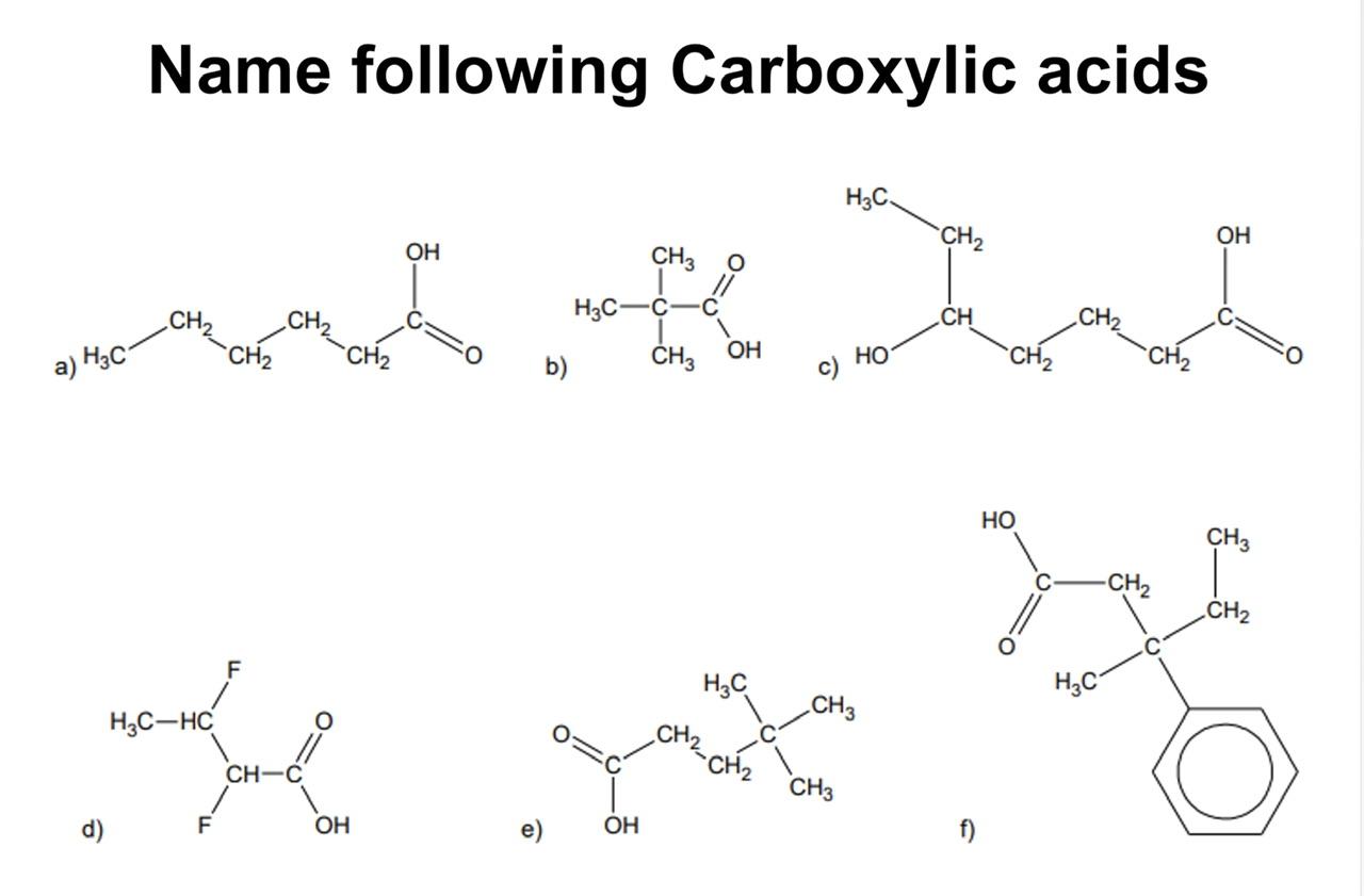 Solved Name following Carboxylic acids a) b) c) | Chegg.com