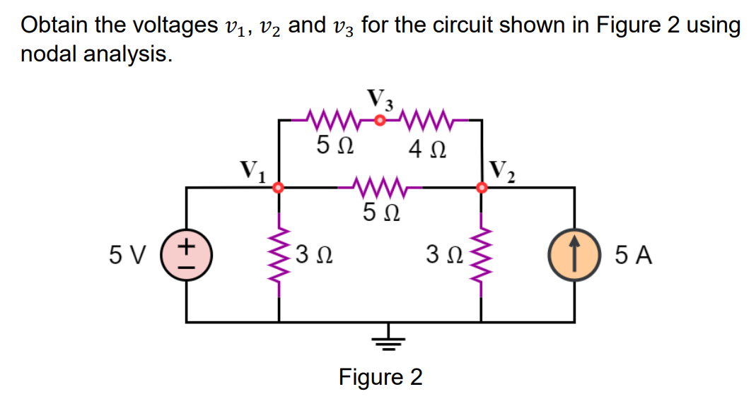 Solved Obtain the voltages V1, V2 and v3 for the circuit | Chegg.com