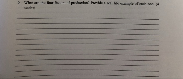 Solved What are the four factors of production? Provide a | Chegg.com