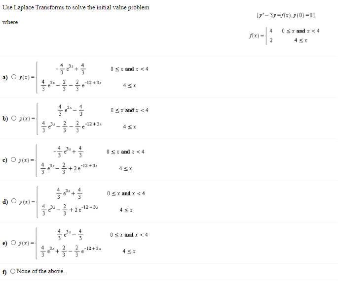 Solved Use Laplace Transforms to solve the initial value | Chegg.com