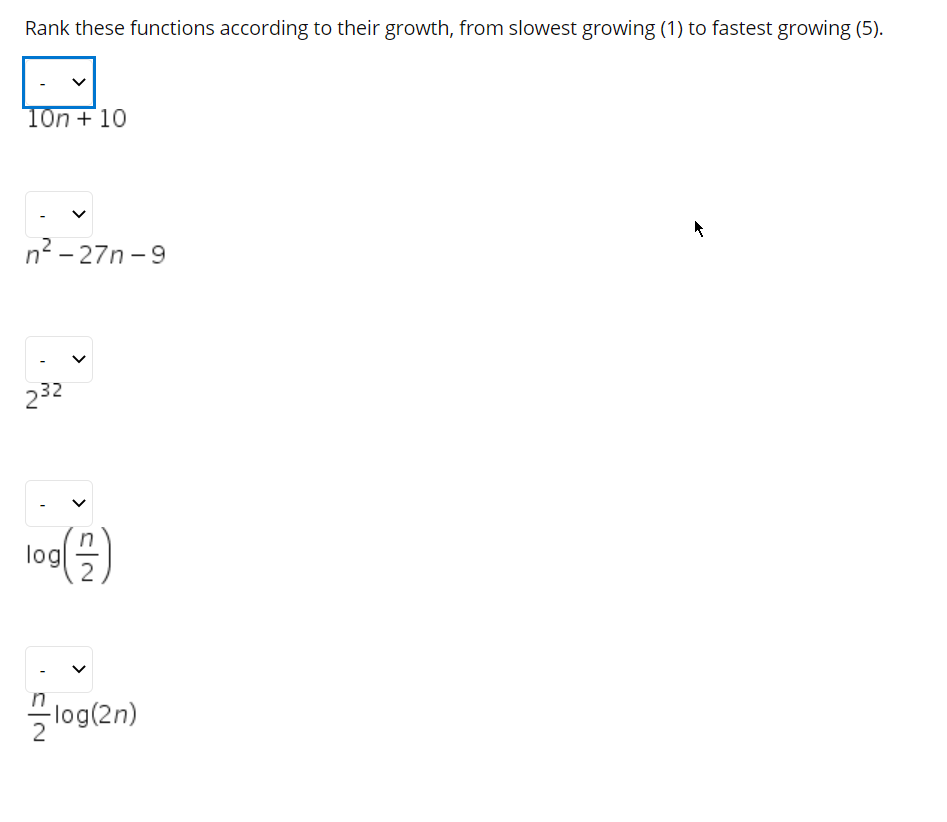 Solved Rank these functions according to their growth, from | Chegg.com