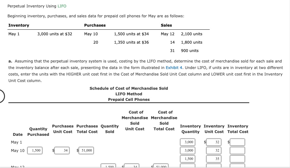 Solved Perpetual Inventory Using LIFO Beginning inventory, | Chegg.com