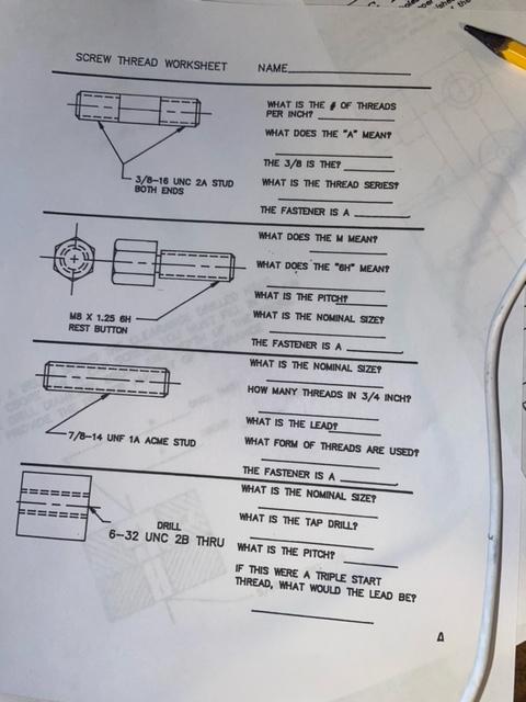 Solved SCREW THREAD WORKSHEET NAME WHAT IS THE OF THREADS | Chegg.com