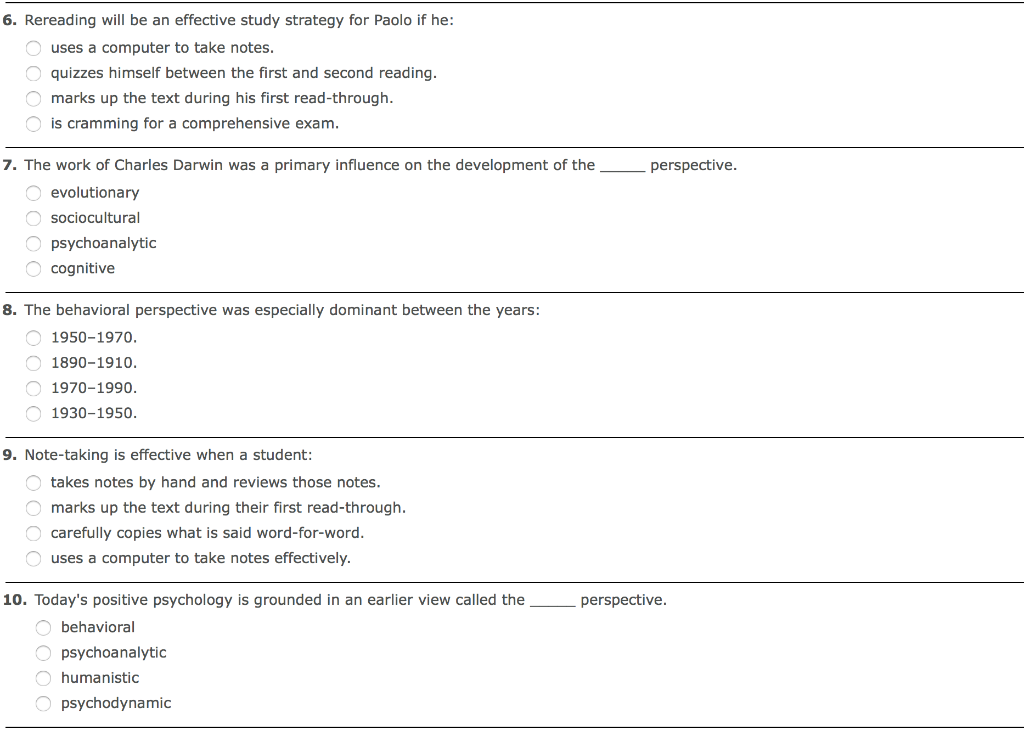 Solved 6. Rereading will be an effective study strategy for | Chegg.com