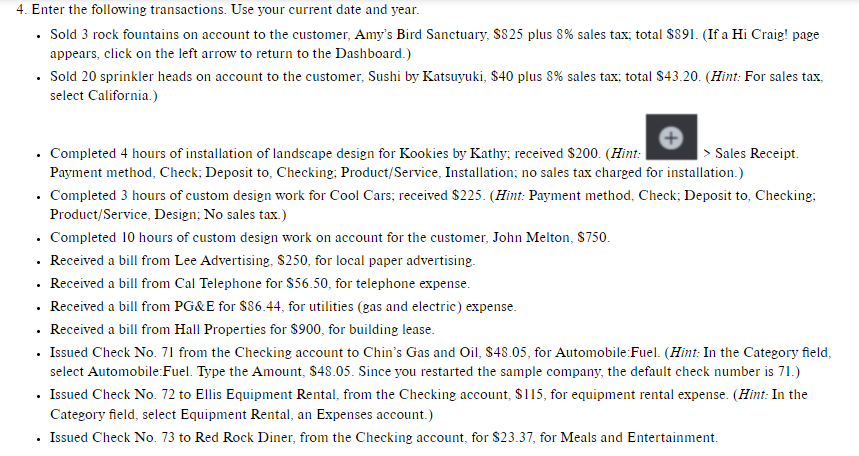 Start the QuickBooks Online test-drive. Using Craig’s | Chegg.com