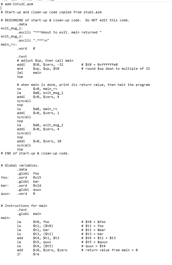Solved Assembly Language Programming In Marsmips Assembler 