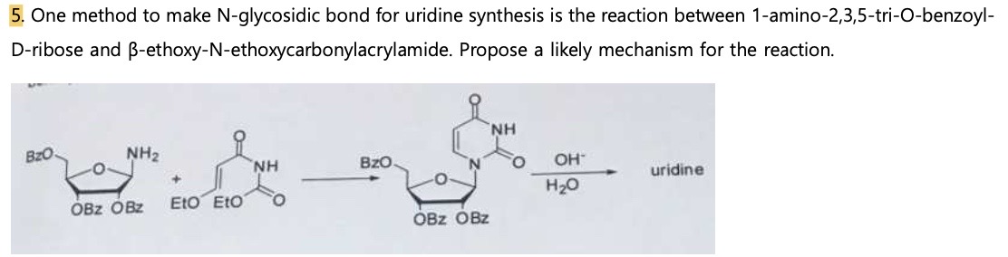 Solved 5. One method to make N-glycosidic bond for uridine | Chegg.com