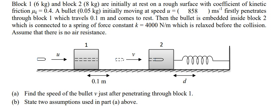 Solved Block 1 (6 kg) and block 2 (8 kg) are initially at | Chegg.com