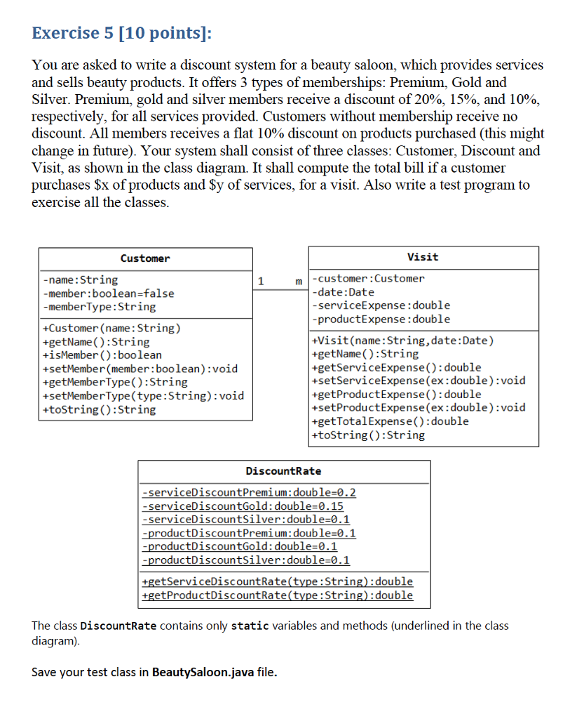 Solved Exercise 5 10 Pointsl Asked Write Discount System Beauty