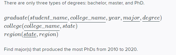 Solved There are only three types of degrees: bachelor, | Chegg.com