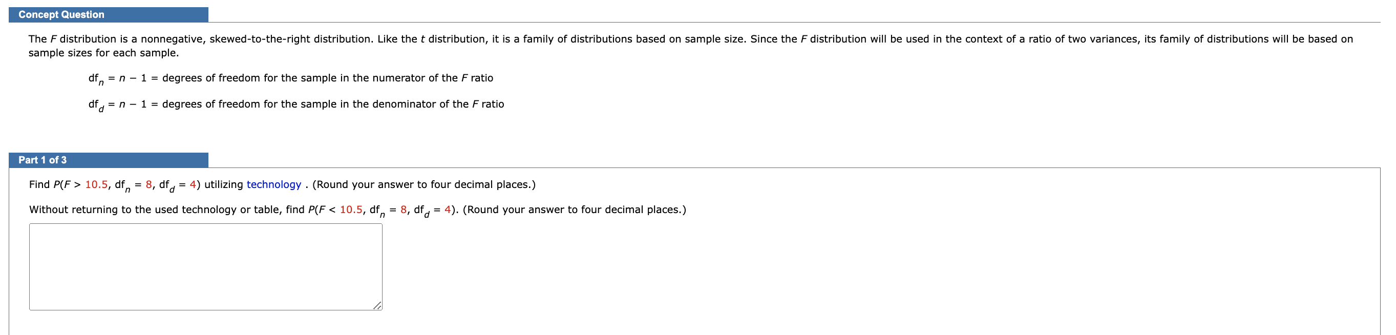 Solved sample sizes for each sample. dfn=n−1= degrees of | Chegg.com