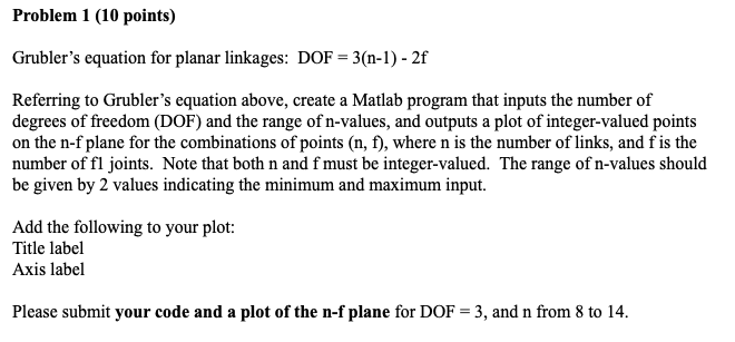 Solved Problem 1 (10 ﻿points)Grubler's equation for planar | Chegg.com