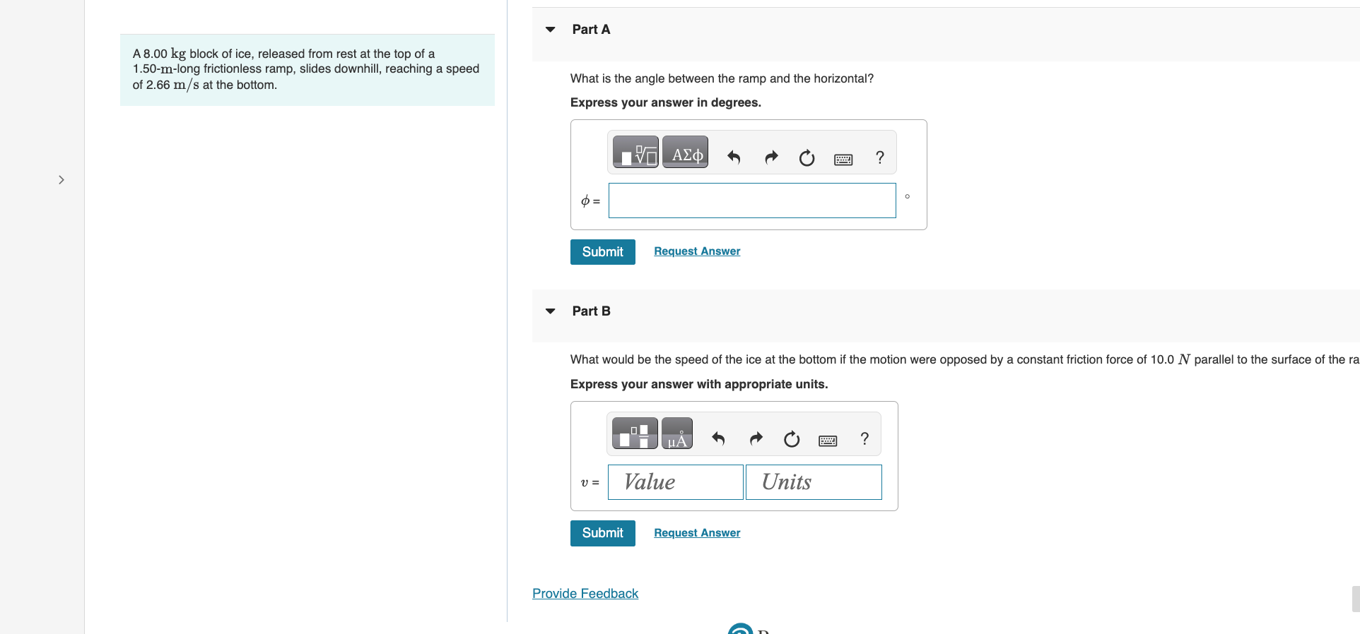 Solved A 8.00 kg block of ice, released from rest at the top | Chegg.com