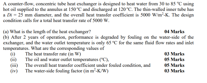 Solved A counter-flow, concentric tube heat exchanger is | Chegg.com