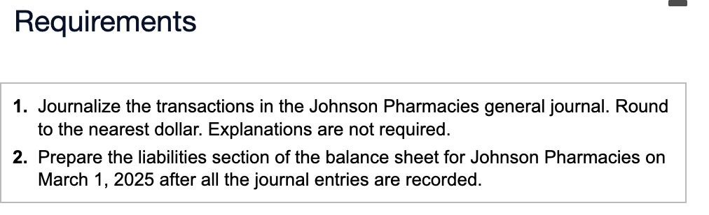 Solved The following transactions of Johnson Pharmacies | Chegg.com