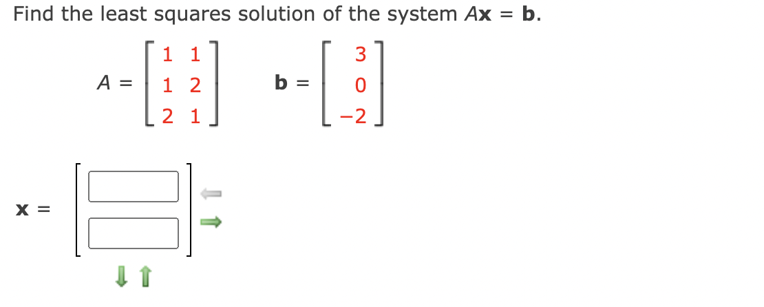 Solved Find the least squares solution of the system Ax=b. | Chegg.com