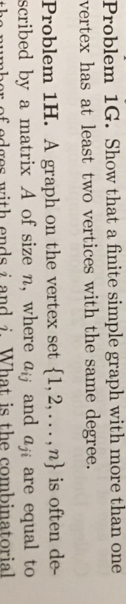 Solved Problem 1G. Show that a finite simple graph with more | Chegg.com
