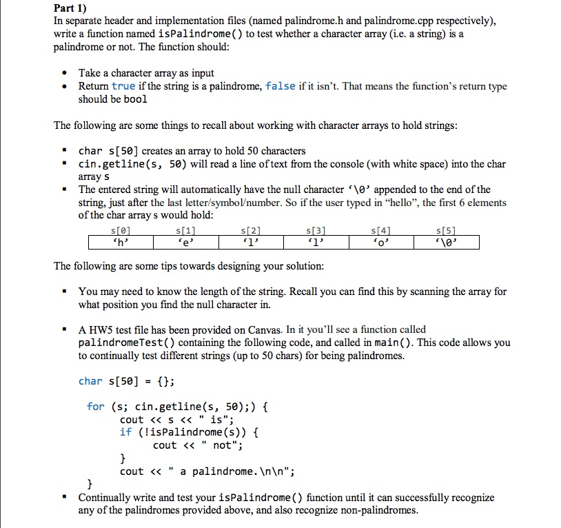 Solved Part 1) In separate header and implementation files | Chegg.com