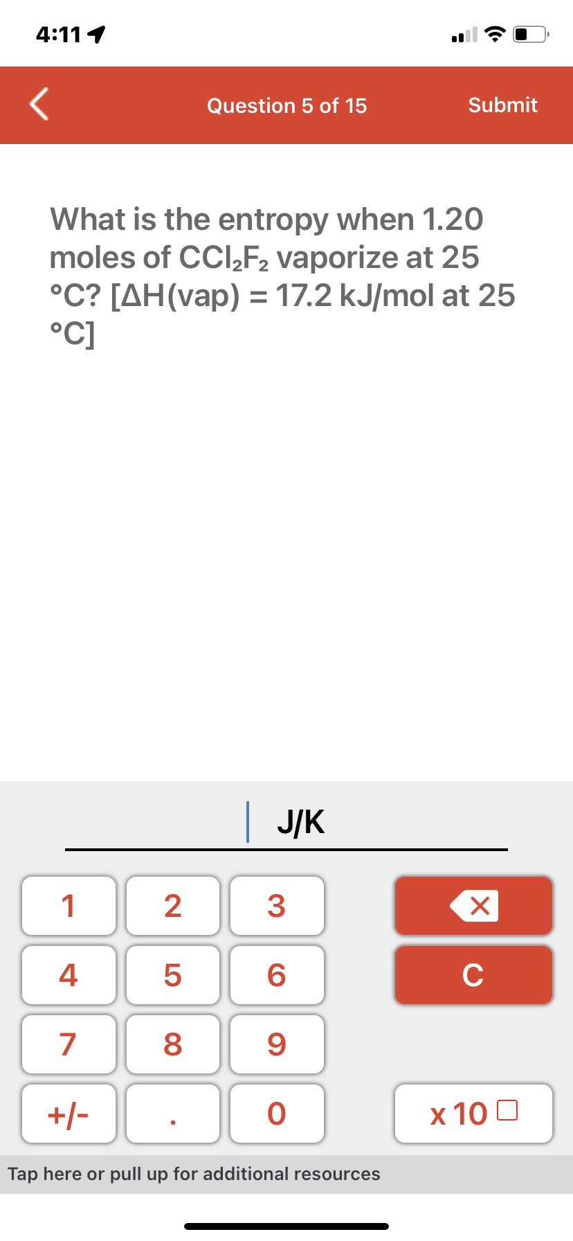 Solved What is the entropy when 1.20 moles of CCl2 F2 | Chegg.com