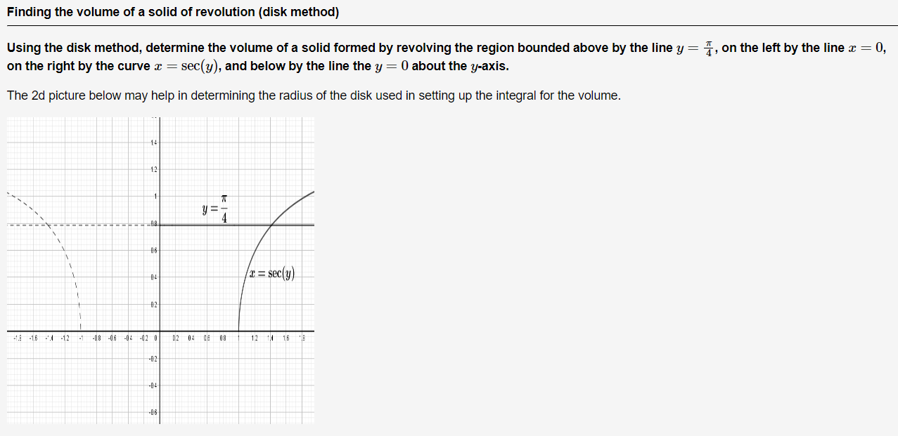 Solved Using the disk method, determine the volume of a | Chegg.com