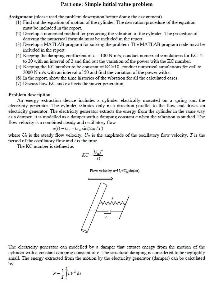 Part one: Simple initial value problem Assignment | Chegg.com